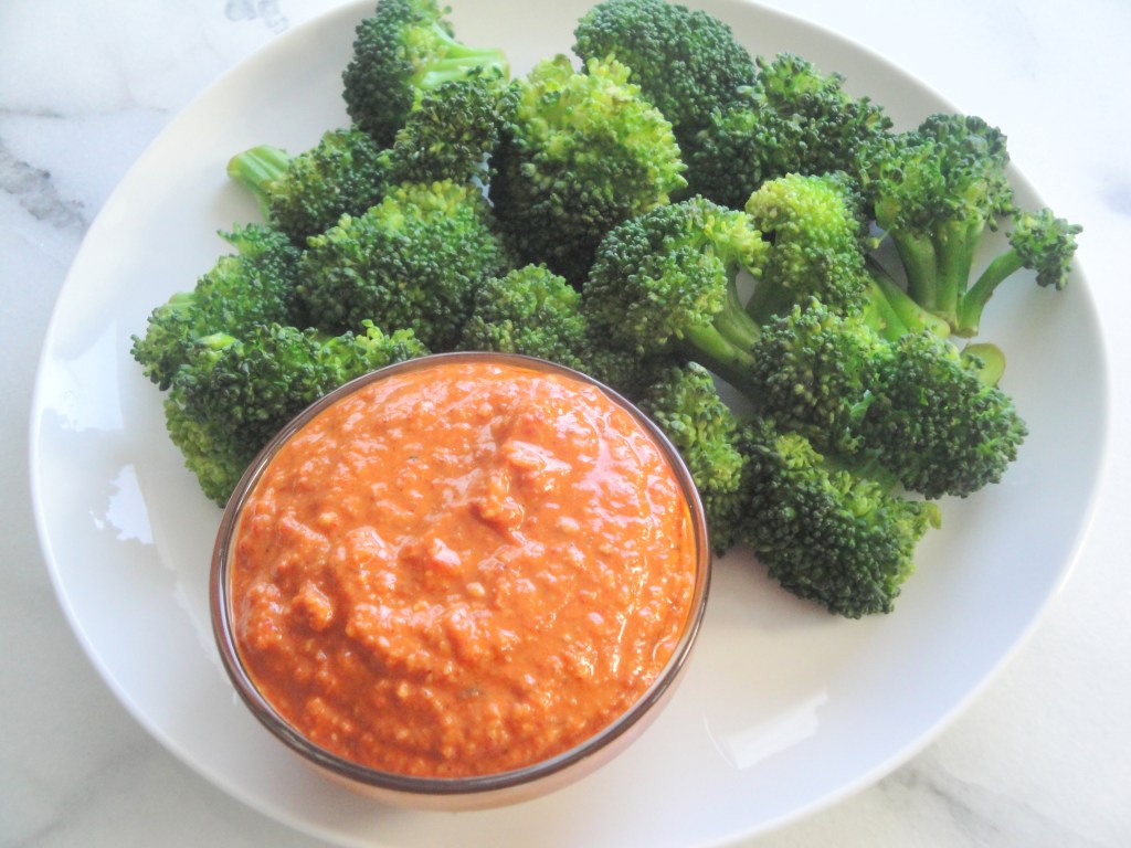 Broccoli with Walnut Romesco Sauce | A Fork In Each Hand